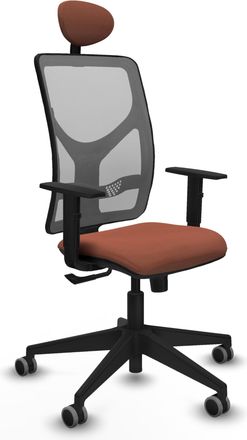 Piqueras y Crespo B&uuml;rostuhl mit 1D-Armlehnen, h&ouml;henverstellbarer Lendenwirbelst&uuml;tze und festem Kopfteil, ausgestattet mit Sincro 3 Positionen und Schneideschaum, Grau/B