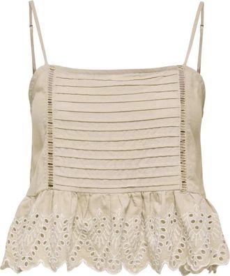 Only Tulum Kurzes- besticktes Web-Top - - Tops - Damen - Beige - S