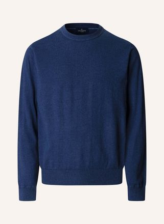 Hackett Pullover Cotton Linen Crew blau