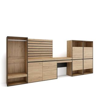 Skraut Home | Schuhregal, Schuhschrank | Schuhaufbewahrung | 357x145x35 | F&uuml;r Schlafzimmer | Offener Kleiderschrank | Kommode mit Schubladen | Lamellenwand Holz |