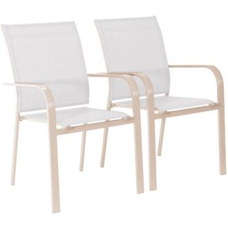 Sweeek 2er-Set stapelbare Gartensessel aus Aluminium und Textilene