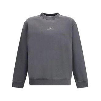 Stone Island Sweatshirt mit gerippten Details und Logo-Print - - Sweatshirts & Hoodies - Herren - Grau - M