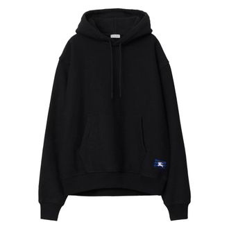 Burberry Applikations-Baumwollhoodie mit Equestrian Knight-Motiv - - Sweatshirts & Hoodies - Herren - Schwarzk - XL