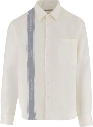 J.W.Anderson Homme, Chemises, Blanc, Taille: L Chemise en lin avec logo