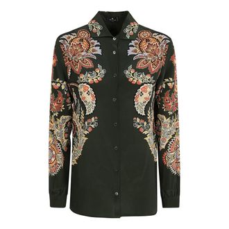 Etro Gr&uuml;nes Seidenhemd mit Multicolor-Muster - - Blouses & Shirts - Damen - Gr&uuml;n - XS
