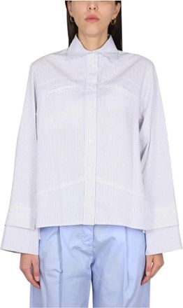 JEJIA Femme, Blouses et Chemises, Bleu, Taille: 34 FR Chemise Boutonn&eacute;e &agrave; Rayures