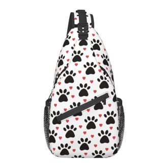 AOOEDM Süße Farbe Katze Hund Pfotenabdruck Umhängetasche, Crossbody Rucksack Schulter Brusttasche für Damen Herren Outdoor Reisen Wandern Tagesrucksack