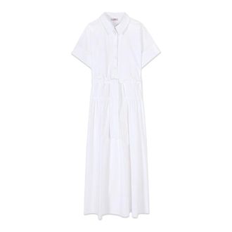 Oltre Femme, Robes, Blanc, Taille: 42 FR Chemise longue ceintur&eacute;e en popeline