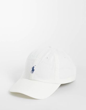 Polo Ralph Lauren Casquette de baseball en serg&eacute; &agrave; logo embl&eacute;matique - Cr&egrave;me-Blanc