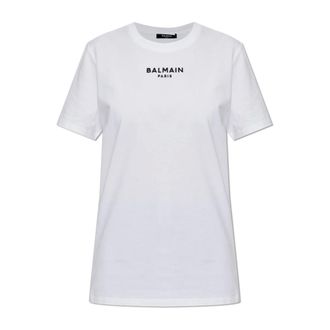 Balmain Femme, Tops, Blanc, Taille: 38 FR T-shirt avec logo brod&eacute;