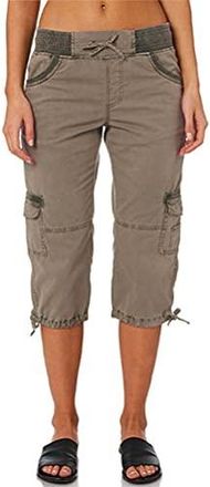 Onsoyours Pantalon Sport Femme Taille Haute dÉté Capri de Survêtement Léger 3/4 Pantacourt Femme Décontracté de Jogging Respirant avec Cordon Poches B Kaki L