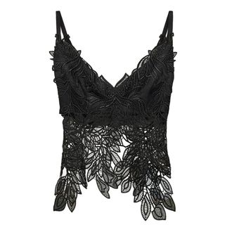 Alberta Ferretti Femme, Tops, Noir, Taille: 38 FR Haut en Macram&eacute; Noir Col en V