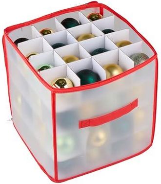 Arti Casa Aufbewahrungsbox Weihnachtsdeko- f&uuml;r 64 Weihnachtskugeln - Christbaumkugeln Organizer mit Griff und Deckel - 30 x 30 x 30 cm