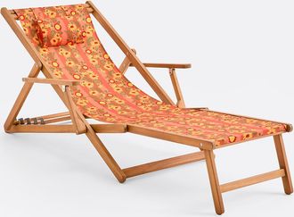 La Redoute Interieurs Chaise Longue En Acacia Massif Tissu Imprim&eacute; Fleuri Valeria