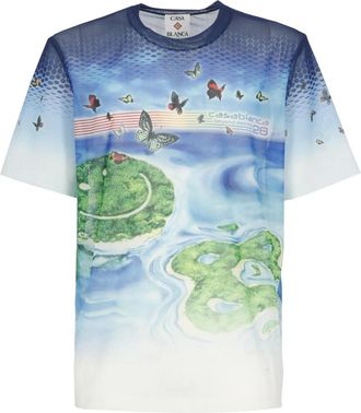 Casablanca Homme, Tops, Bleu, Taille: L Beyond Destiny Mesh T-Shirt