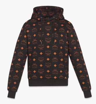 MCM Kapuzenpulli aus Bio-Baumwolle mit gedrucktem Maxi-Monogramm BLACK ORGANIC COTTON