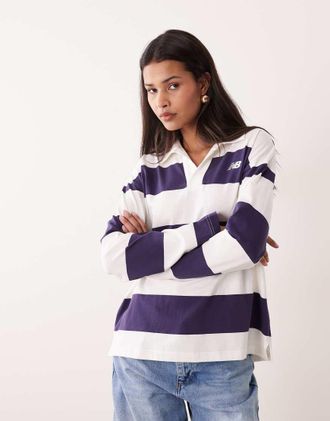 New Balance Polo style rugby &agrave; manches longues - Violet