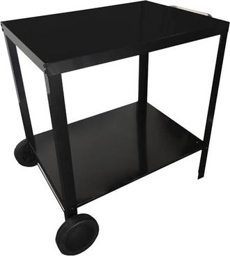 Happy Garden Desserte PORTIMAO Noire pour Plancha, Structure Acier et Plateaux Acier, avec Roues et Poignée de Déplacement