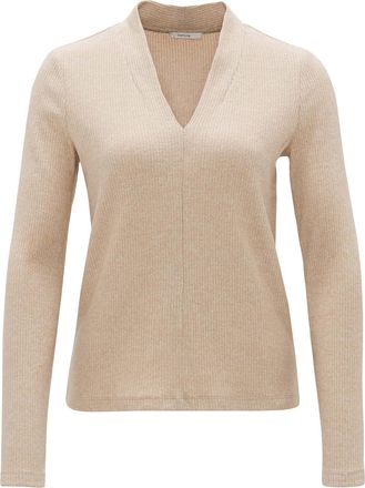 OPUS Damen Langarmshirt | Pullover SOMOKO Regular aus weichem Jersey Macadamia, 38