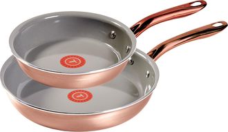 T-fal T-Fal Preserve Keramik-Antihaft-Pfannen-Set, 21,6 cm und 27,9 cm, ofenfest bis 176 &deg;C, InoCeram Glide-Technologie, Bratpfanne, T&ouml;pfe und Pfannen, Ros&eacute;