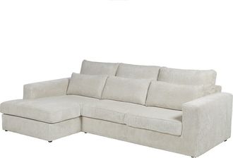 Vente-Unique Linkes Ecksofa aus beigefarbenem Cord - MONDOVI