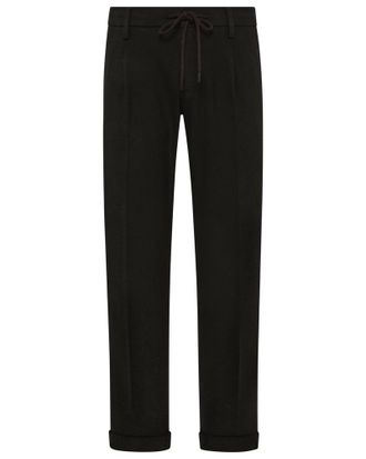 Alberto Bundfaltenhose Barista in Flanell-Qualit&auml;t mit Kordelzug, Tapered Fit in