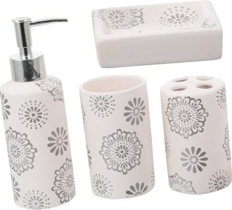 Cabilock Komplettes Pers&ouml;nliches Waschset F&uuml;rs Badezimmer Gurgelbecher Aus Keramik Zahnb&uuml;rstenhalter Seifenbox Lotionflasche Platzsparend Stabil