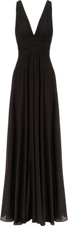 Apart Fashion APART Langes Chiffon Kleid mit V-Ausschnitt vorne und Hinten, schwarz, 42