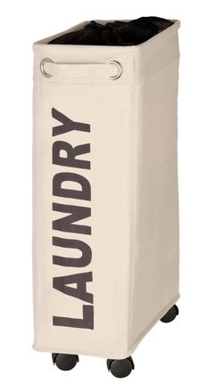 WENKO W&auml;schesammler Corno Beige, Stabiler schmaler W&auml;schekorb mit Vier leichtg&auml;ngigen Rollen und Deckel, W&auml;schetruhe aus 100% Polyester, Fassungsverm&ouml;gen 43