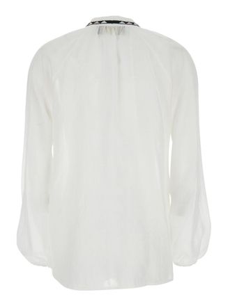 Bazar Deluxe Womens Shirt V-Neck White Glass Blouses