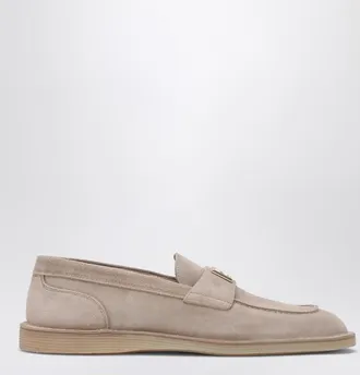 Dolce & Gabbana Desert-colored suede loafers with DG logo