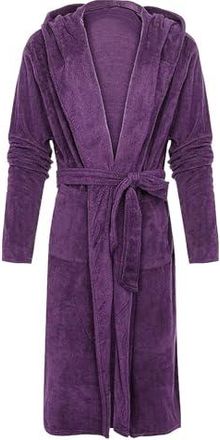 Generic Peignoir de bain pour homme - Col en V - Manches longues - Ample - Confortable - Super doux - Capuche avec ceinture - Cardigan pour homme - Peignoir d