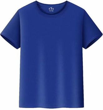 Generic T-shirt dentra&icirc;nement pour homme, haut de course pour homme, t-shirt de sport, col rond, t-shirt de gym, manches courtes, bleu, 4XL