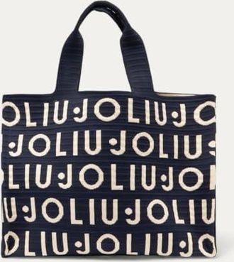 Liu Jo sac shopper sac &agrave; &eacute;paule Tote Knitted Logo Bag Blue Sky bleu marine