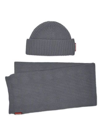 Dsquared2 ensemble bonnet-écharpe en maille côtelée - Gris