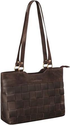 STILORD Phoebe Sac a Main Femme Tressé Cuir Vintage Sac Bandoulière Cuir Véritable Femmes Sac Cabas Élégant Sacoche, Couleur:marron - moscato