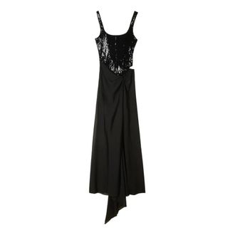 Patrizia Pepe Femme, Robes, Noir, Taille: 38 FR Longue robe bustier &agrave; sequins