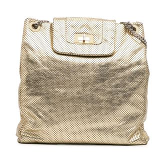 Chanel Pre-owned Perforated Crackled Metallic Calfskin Drill Tote - Femme - Pre-owned - Jaune - Taille: ONE Size