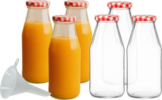 mikken Art 6 x Glasflasche 500 ml, Flasche mit Schraubverschluss inkl. Trichter