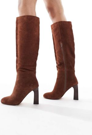 schuh Draya - Kniehohe Stiefel aus Wildleder in Braun-Brown