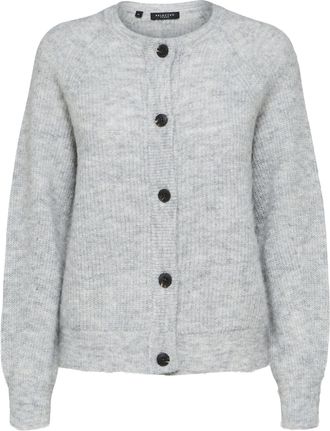 Selected Selected Damen Strickjacke Relaxed Fit Rundhals Raglanärmel Fallmaschen, Farben:Grau-2, Größe:XXL