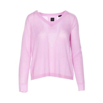 Pinko V-Ausschnitt Strickpullover - - Knitwear - Damen - Rosa - L