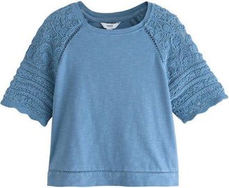 Next T-Shirt Kurzarm-T-Shirt mit Häkeldetail aus Baumwolle (1-tlg)