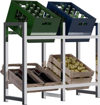 Clp Getr&auml;nkekistenst&auml;nder Metall freistehend Stack, platzsparendes Getr&auml;nkekistenregal robust und platzsparend f&uuml;r Getr&auml;nkekisten, Farbe:Chrom, Gr&ouml;&szlig;e:75x9