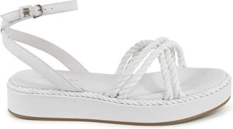 Tommy Hilfiger Femme, Chaussures, Blanc, Taille: 38 EU Sandales à Plateforme Blanches avec Détail en Corde