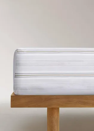 Mango Drap-housse 100 % percale de coton ray&eacute; Lit 90 gris - Home - Lit 90 cm - MANGO HOME