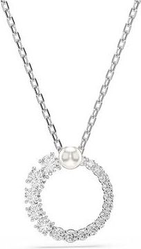 Swarovski Pendentif Matrix, Perle de cristal, Taille ronde, Blanc, Métal rhodié