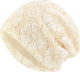 Generic Bonnet chimio en dentelle pour femme - Super doux - Turban souple - Bonnet pour perte de cheveux - Cancer, chimio 2024, Blanc., taille unique