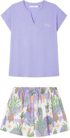 Women'secret Short Pyjama Weekly Hope, Violet, XL Femme