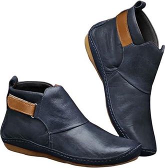 Generic Kosopse Bottines Orthop&eacute;diques Vintage pour Femme avec Soutien de la Vo&ucirc;te Plantaire, Fermeture &Eacute;clair Lat&eacute;rale, Plates, Automne, Fille 36, B Bleu, 43